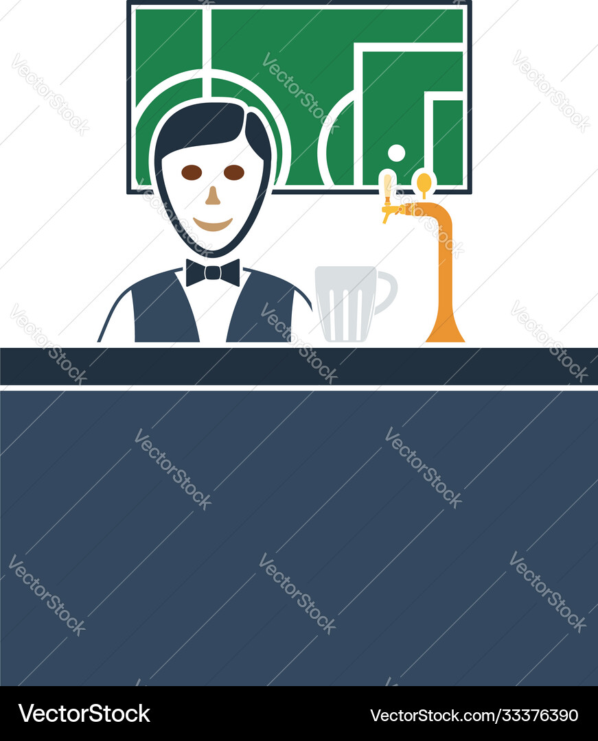 Sport bar stand with barman behind Royalty Free Vector Image
