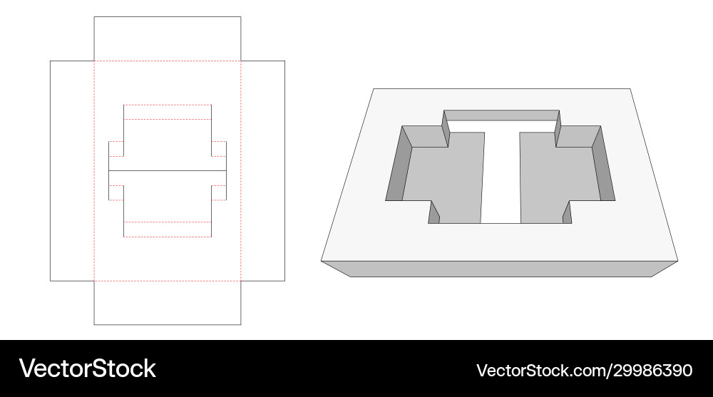 Tray insert die cut template Royalty Free Vector Image