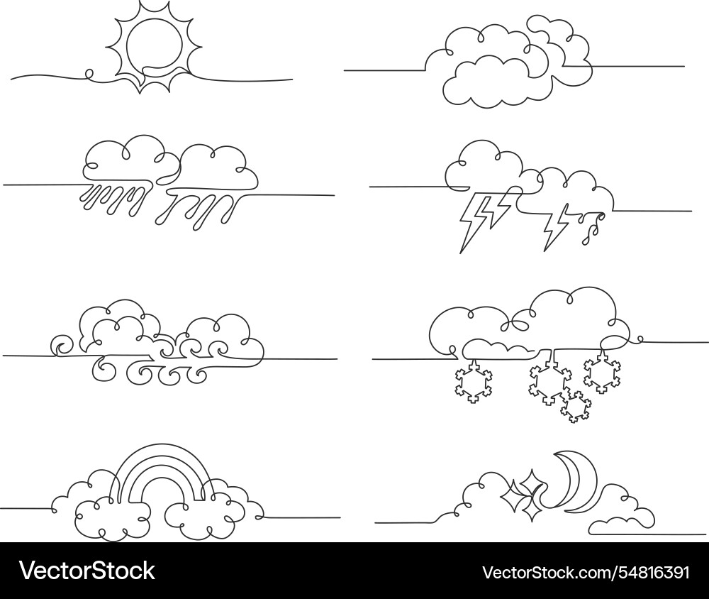 Continuous one line weather dividers minimalist Vector Image