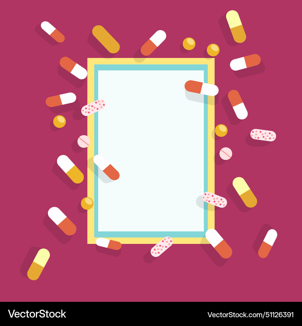 Empty paper frame background with drugs medicine Vector Image