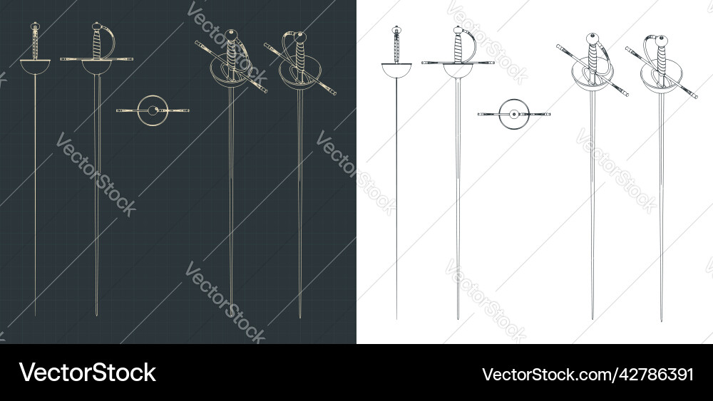 Epee blueprints Royalty Free Vector Image - VectorStock