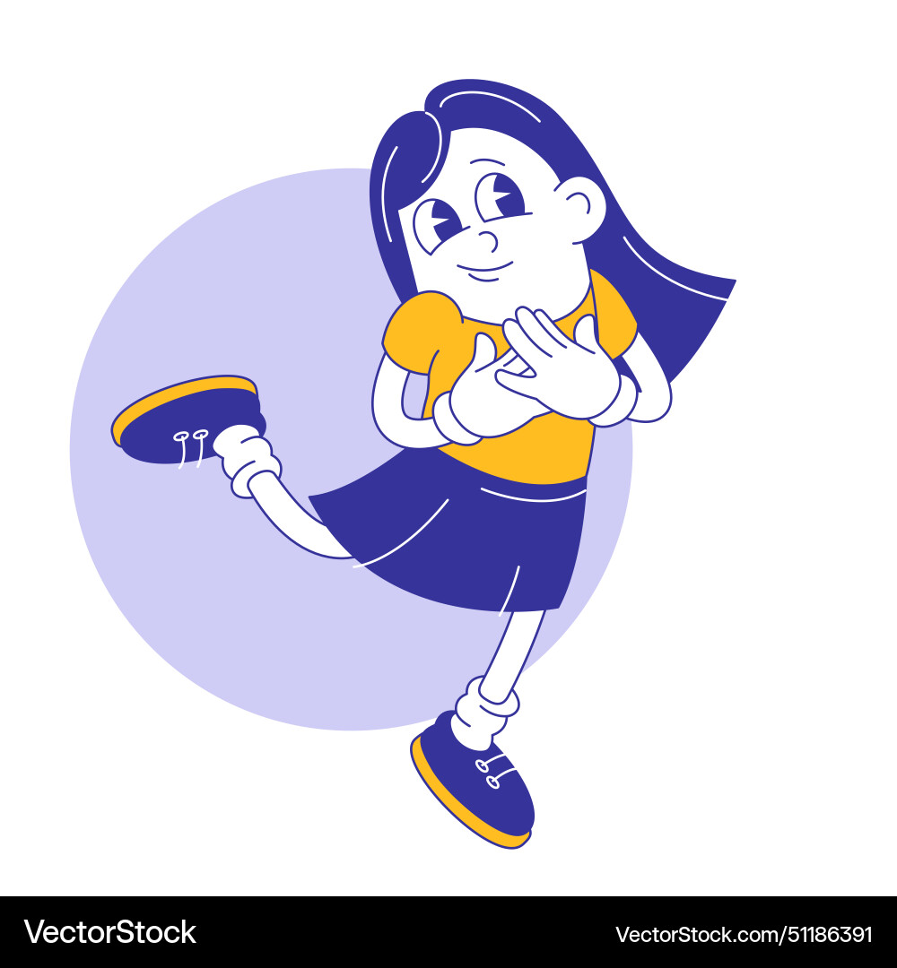 Groovy comic character surprised and delighted Vector Image