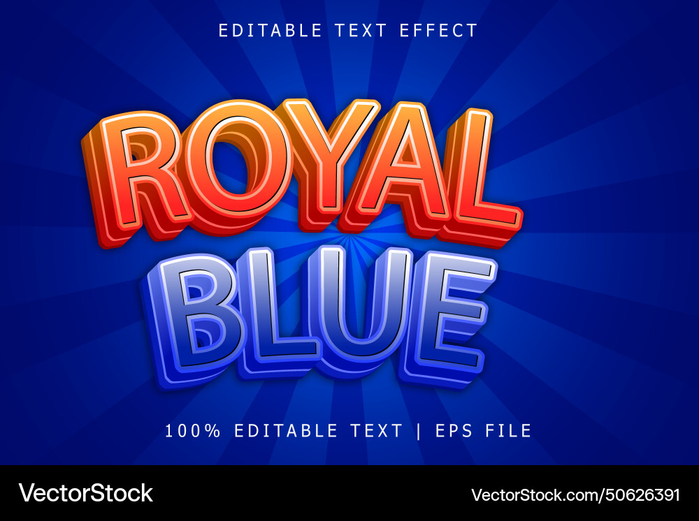 Royal blue editable text effect 3 dimension Vector Image