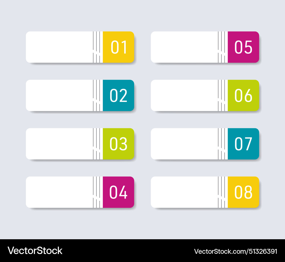 Simple trendy horizontal web buttons eight options