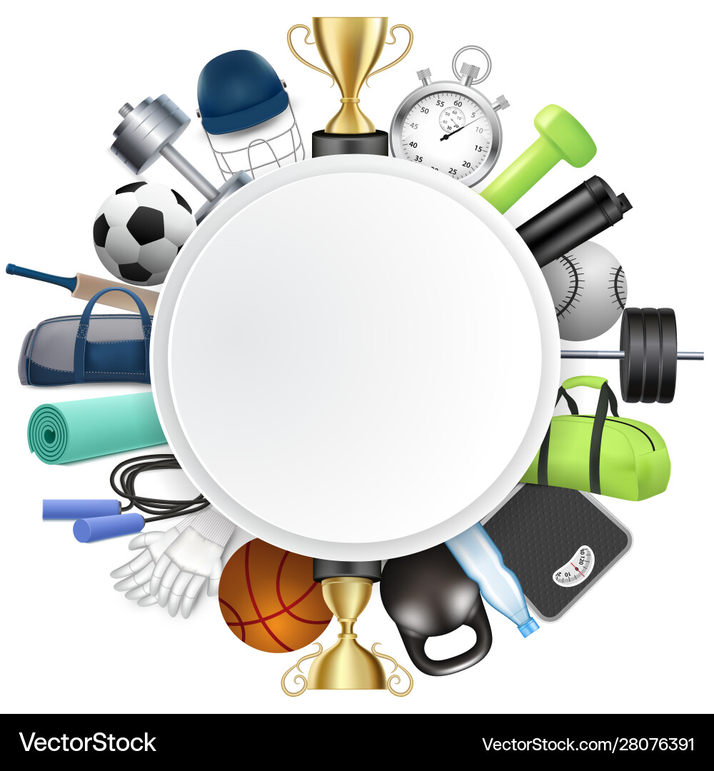 Sport round frame 3d realistic Royalty Free Vector Image