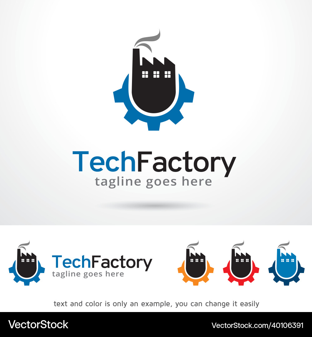 Tech factory logo template Royalty Free Vector Image
