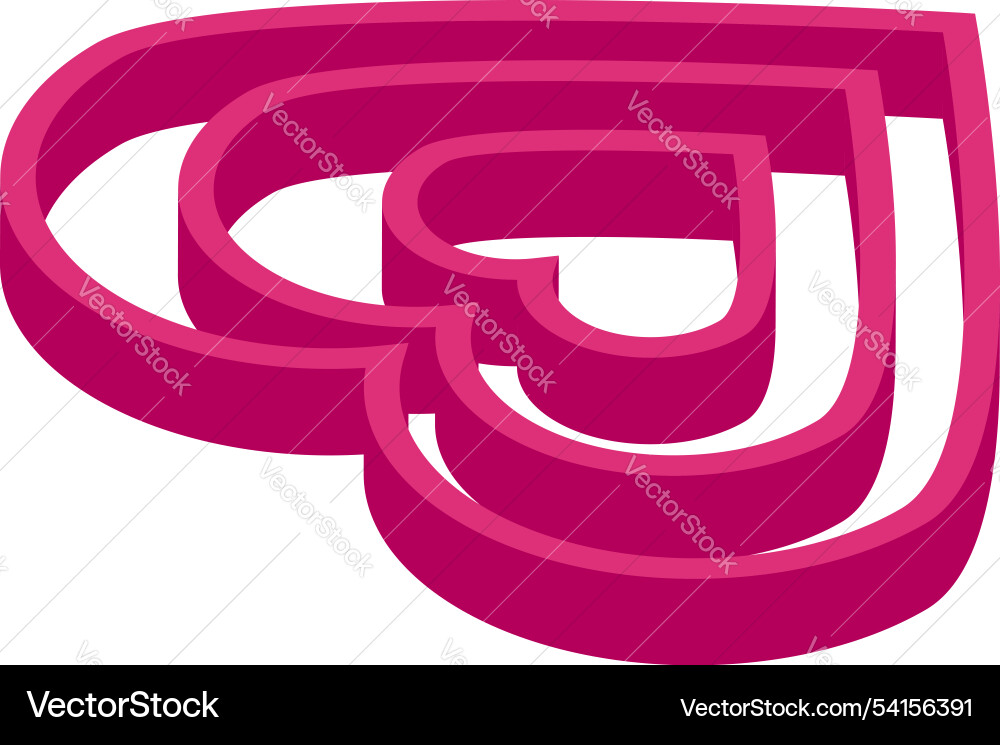 Three magenta hearts intertwined creating a symbol