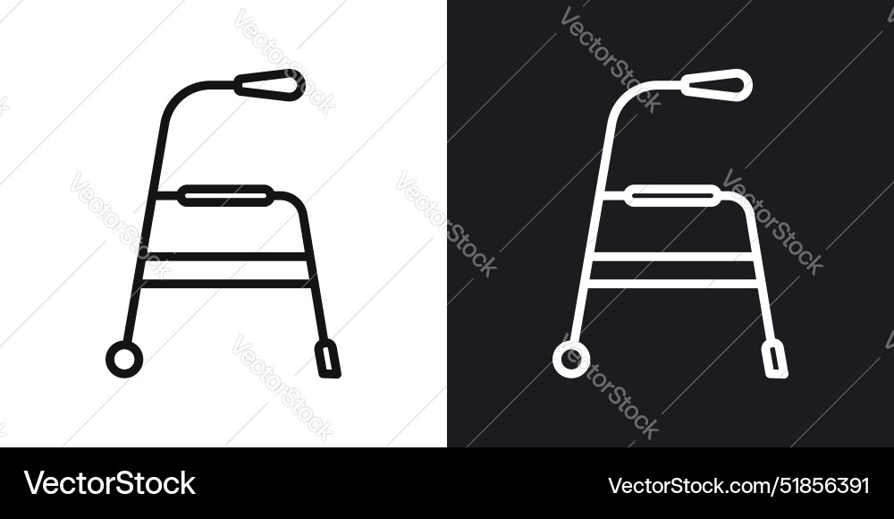 Walker icon set in black and white outlines Vector Image