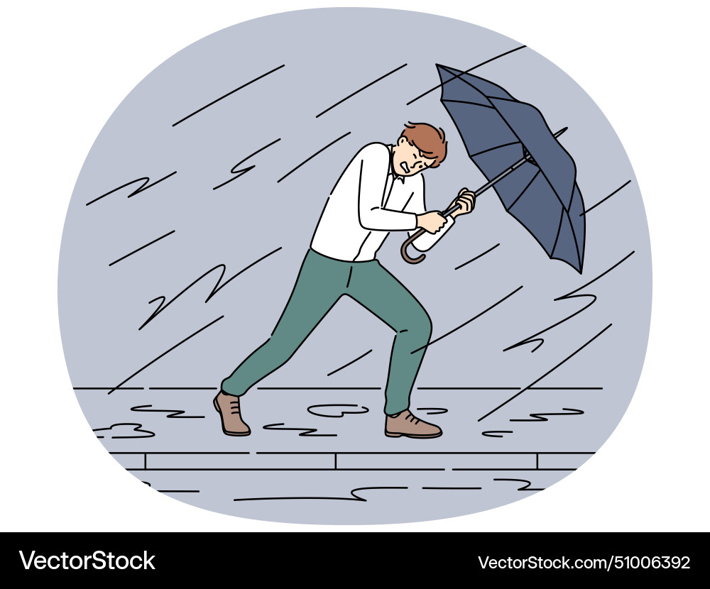 Businessman with umbrella protect from storm Vector Image