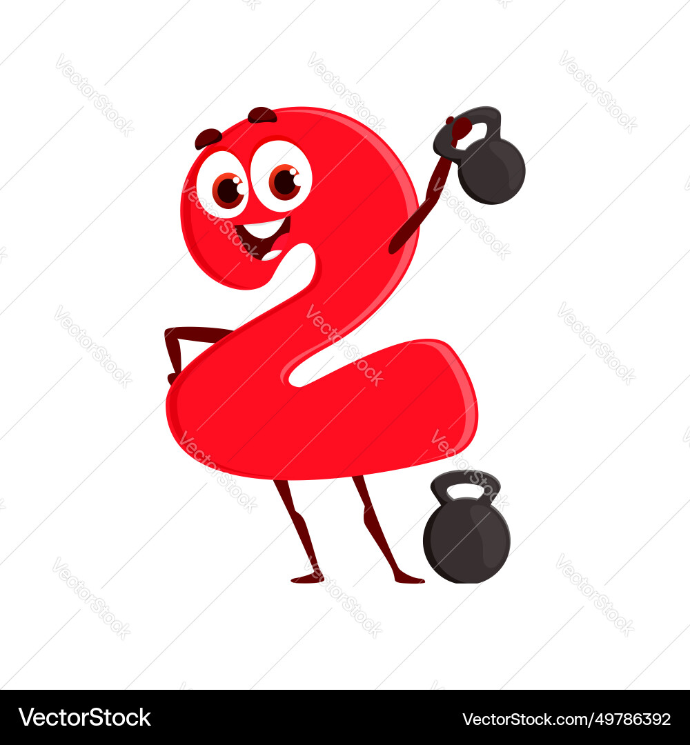 Funny Number 2 Cartoon Athlete Royalty Free Vector Image