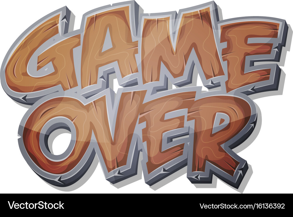 Game over wooden icon for ui Royalty Free Vector Image