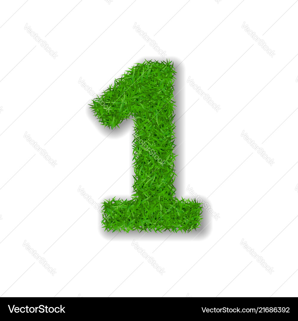 Grass number 1 green 3d one isolated Royalty Free Vector