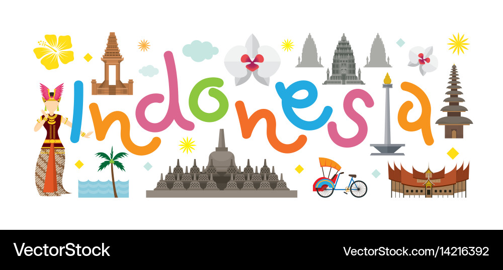 Indonesia travel attraction Royalty Free Vector Image