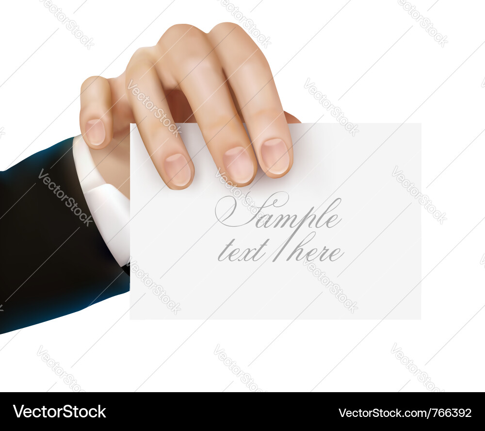 Paper card in hand Royalty Free Vector Image - VectorStock
