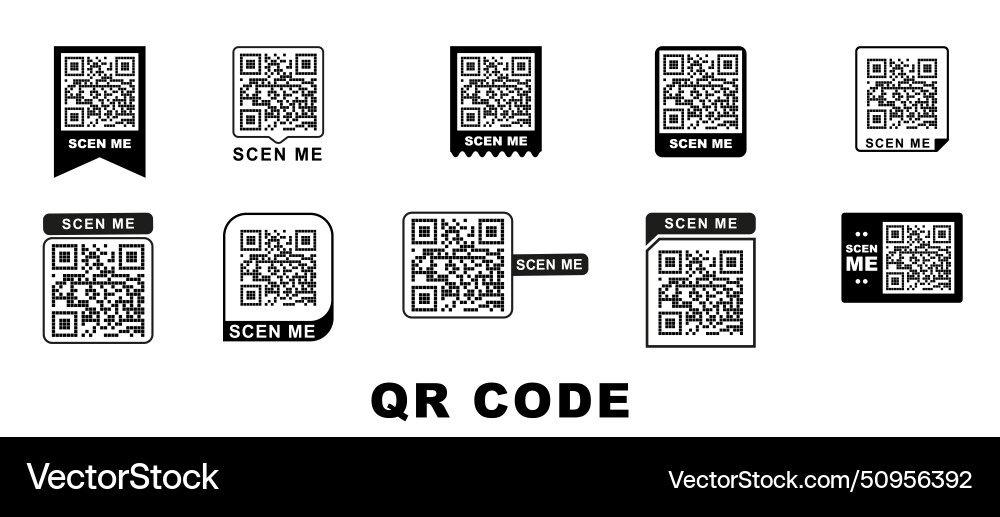 Qr-Code-Rahmen-Set scannen mich Telefon-Tag Vektorbild
