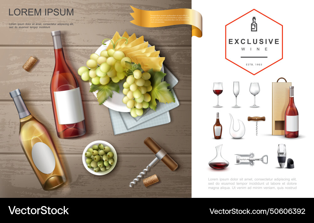 Realistic premium alcohol composition Royalty Free Vector