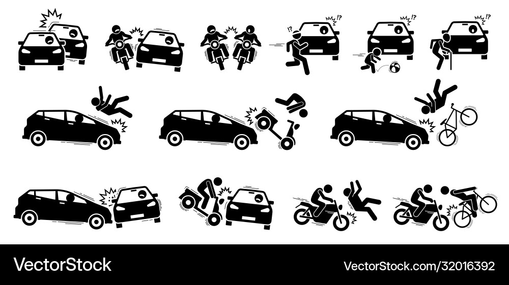 Road accident and car crash icons artwork Vector Image
