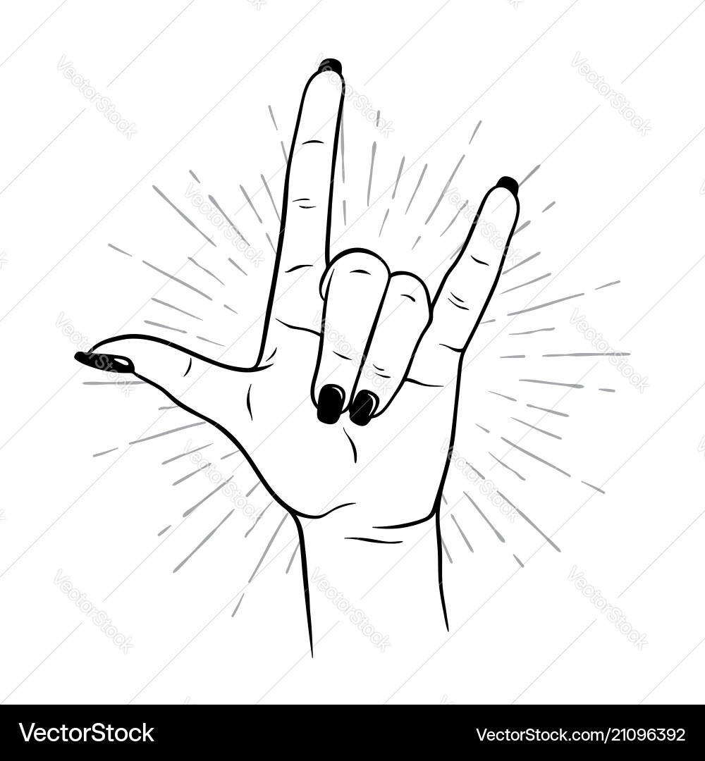 Rock Hand Gesture - Female Royalty Free Vector Image