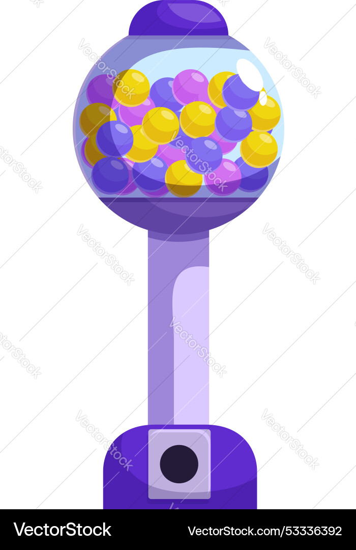 Round gumball machine dispensing colorful candy Vector Image
