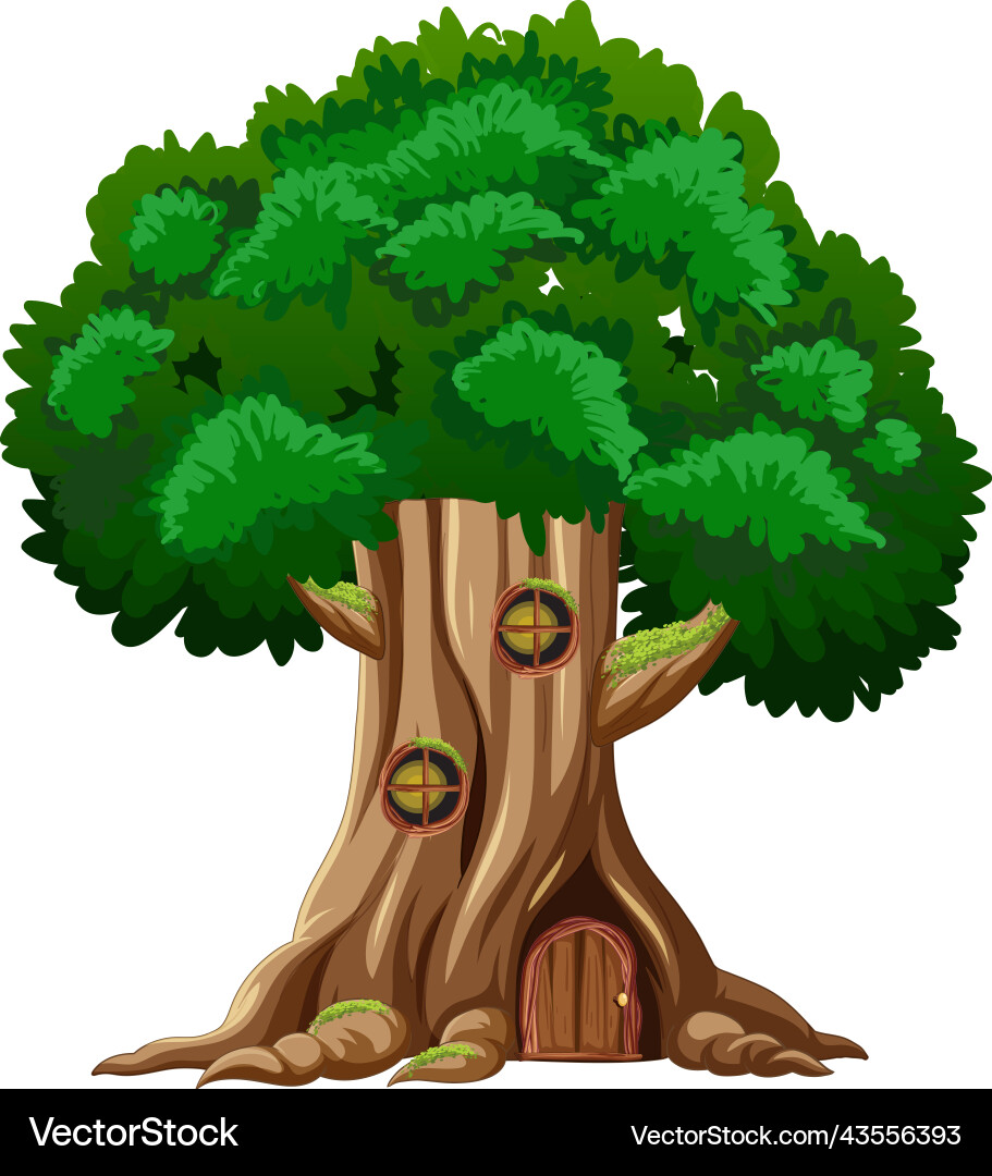 Big tree isolated cartoon Royalty Free Vector Image