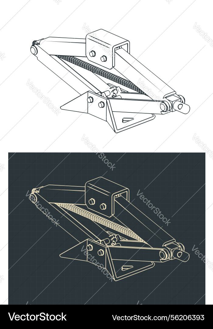 Car scissor jack lift isometric blueprint Vector Image