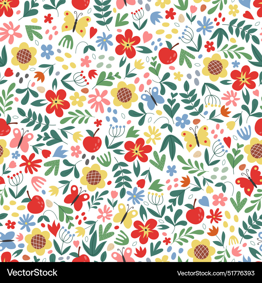 Cute flower pattern seamless texture spring Vector Image