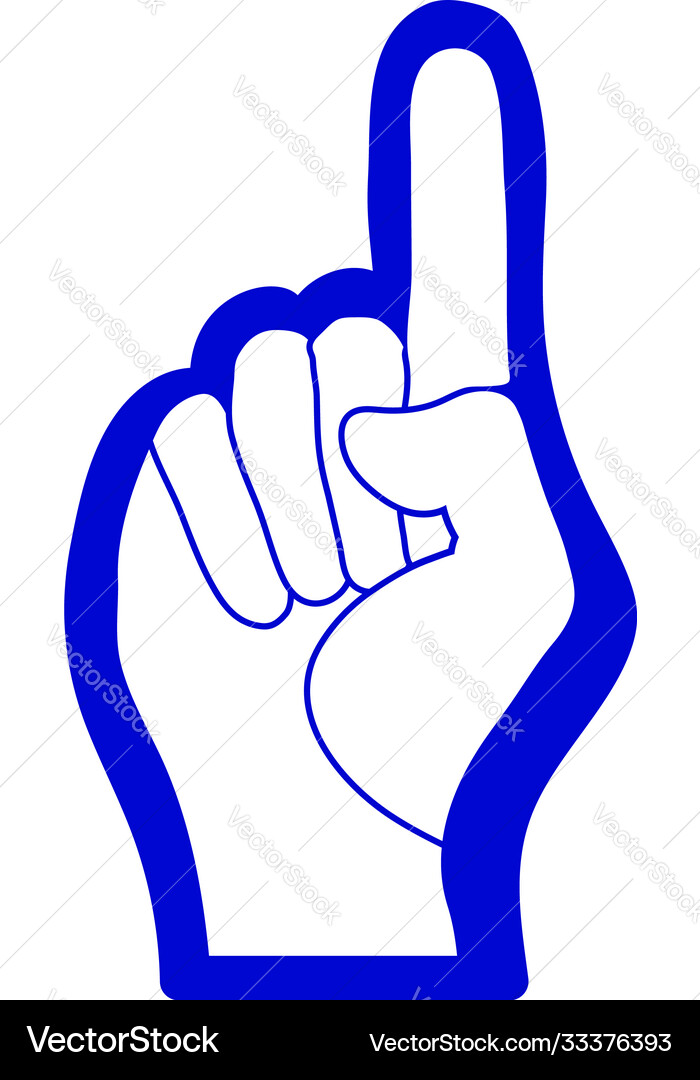 Fan foam hand with number one gesture icon Vector Image