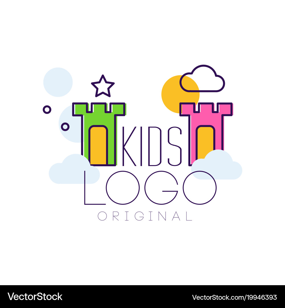 Kids logo original creative concept template hand Vector Image