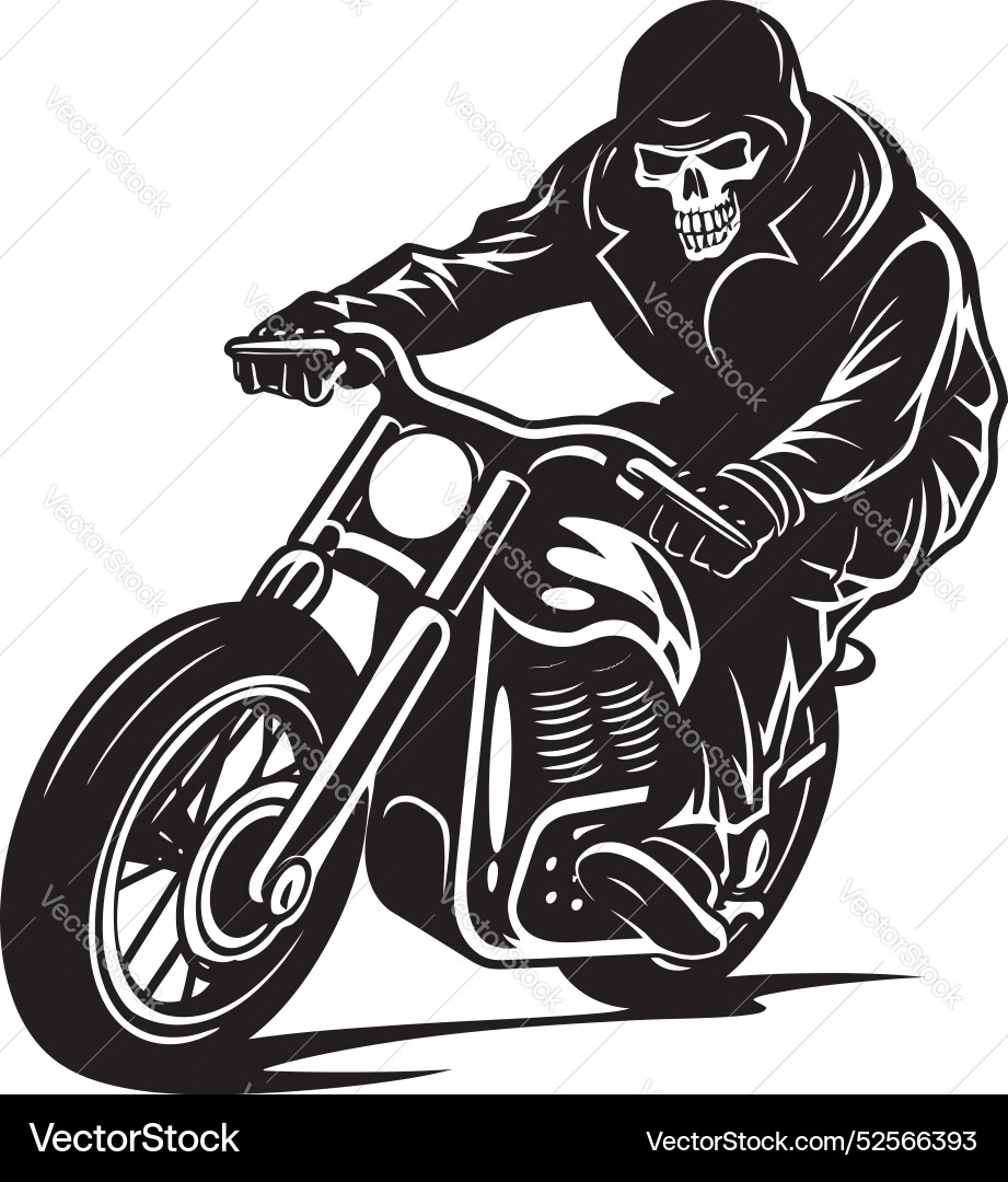 Leather cruiser grim skeleton biker in black icon Vector Image