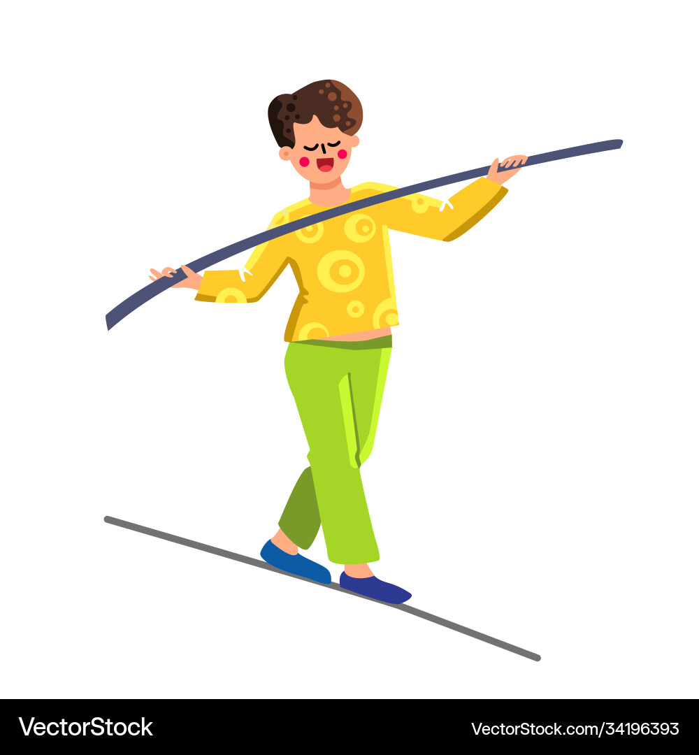 Man balance stick balancing on tightrope Vector Image