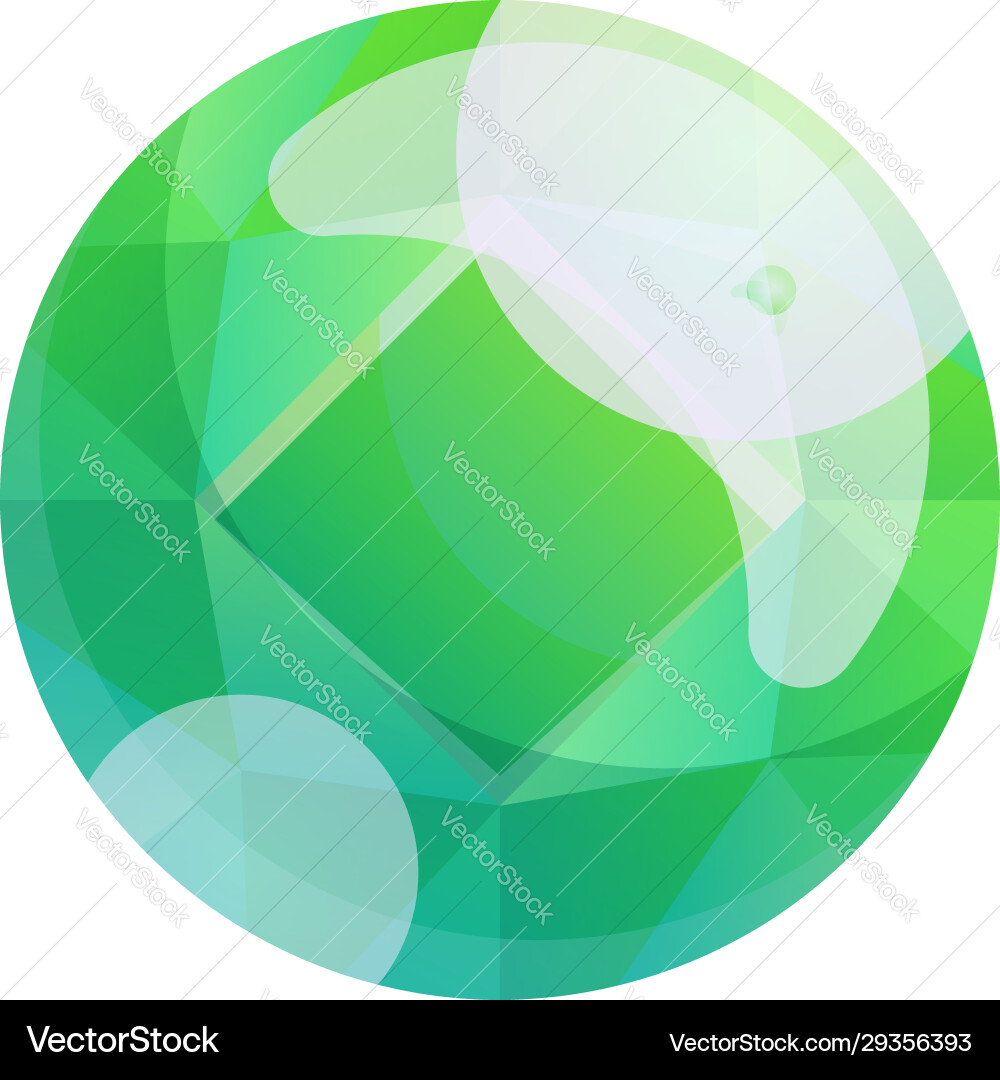 Round green gem icon cartoon style Royalty Free Vector Image