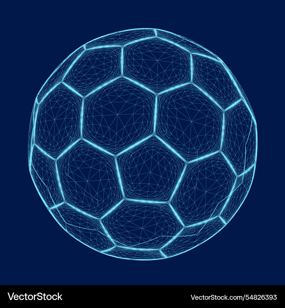 Soccer ball blue wireframe 3d Royalty Free Vector Image