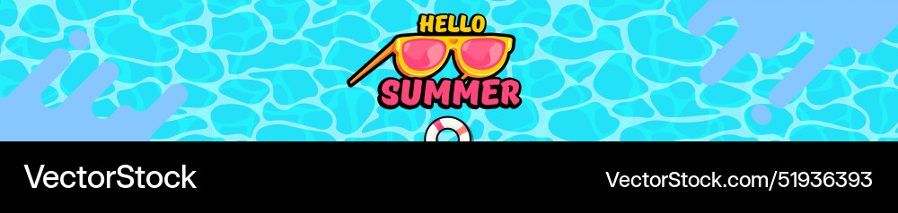 Super hello summer logo wide banner with retro Vector Image