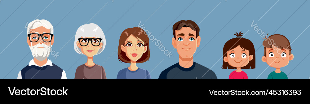 Three generations family cartoon Royalty Free Vector Image