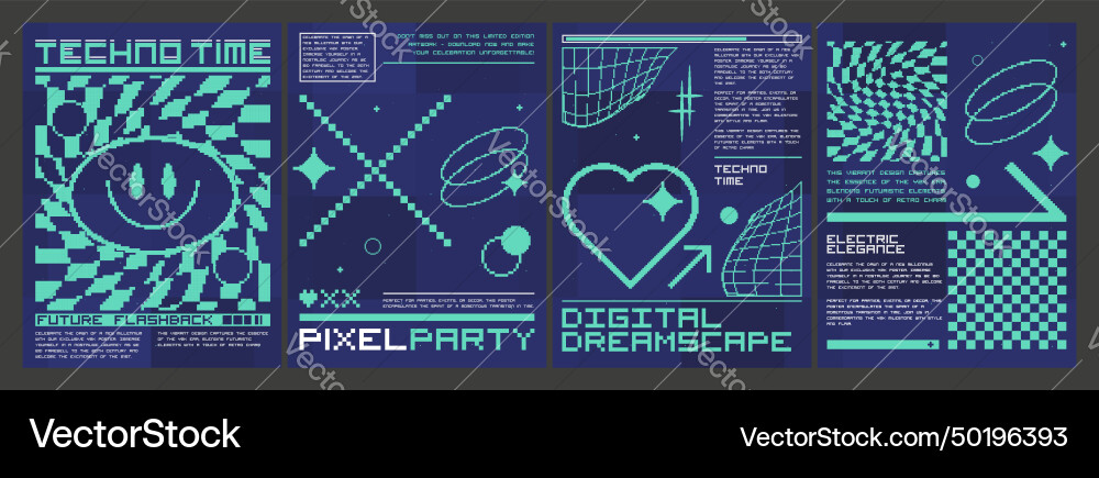 Y2k vibe flyers collection Royalty Free Vector Image