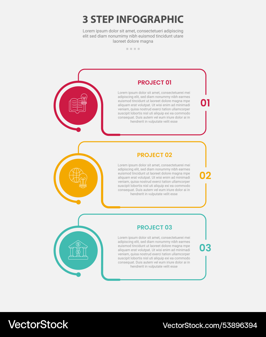 3 points template infographic outline style Vector Image