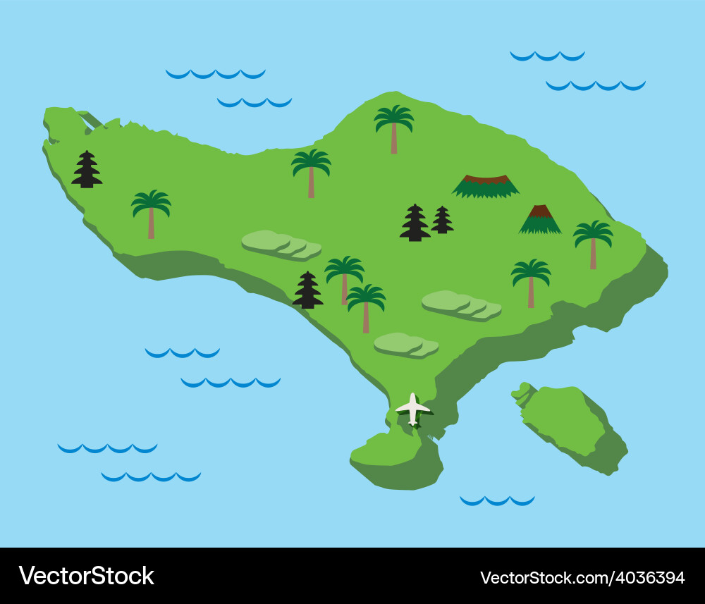 Bali map flat design Royalty Free Vector Image