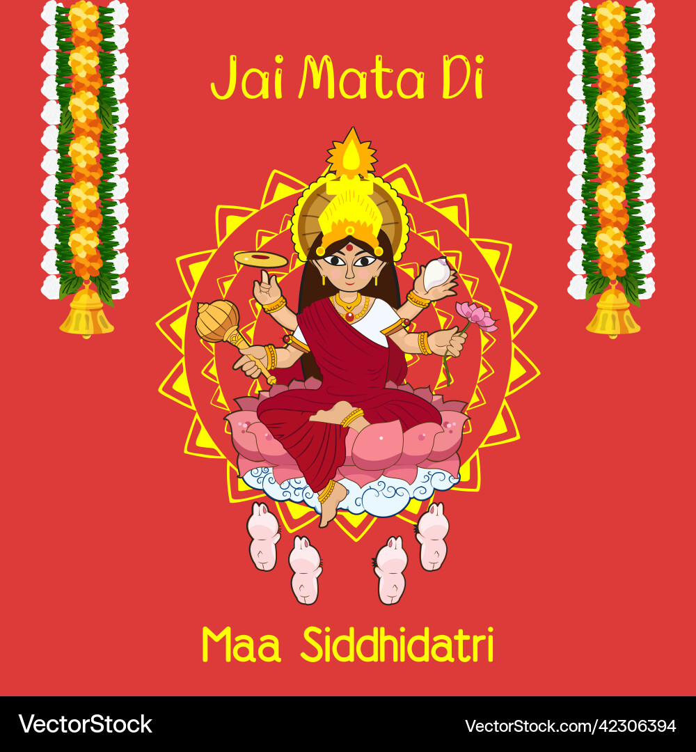 Goddess durga - ninth form- maa siddhidatri Vector Image