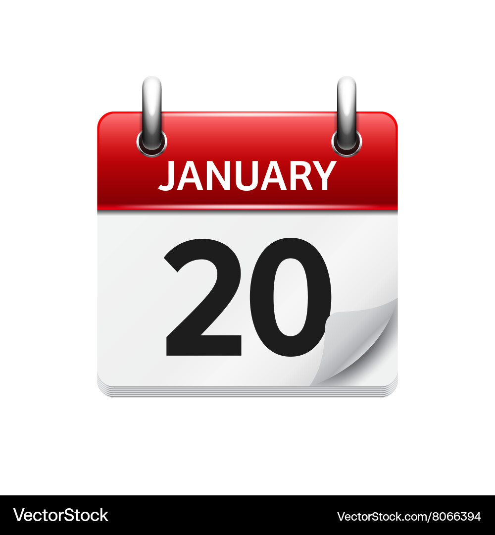 January 20 flat daily calendar icon date Vector Image