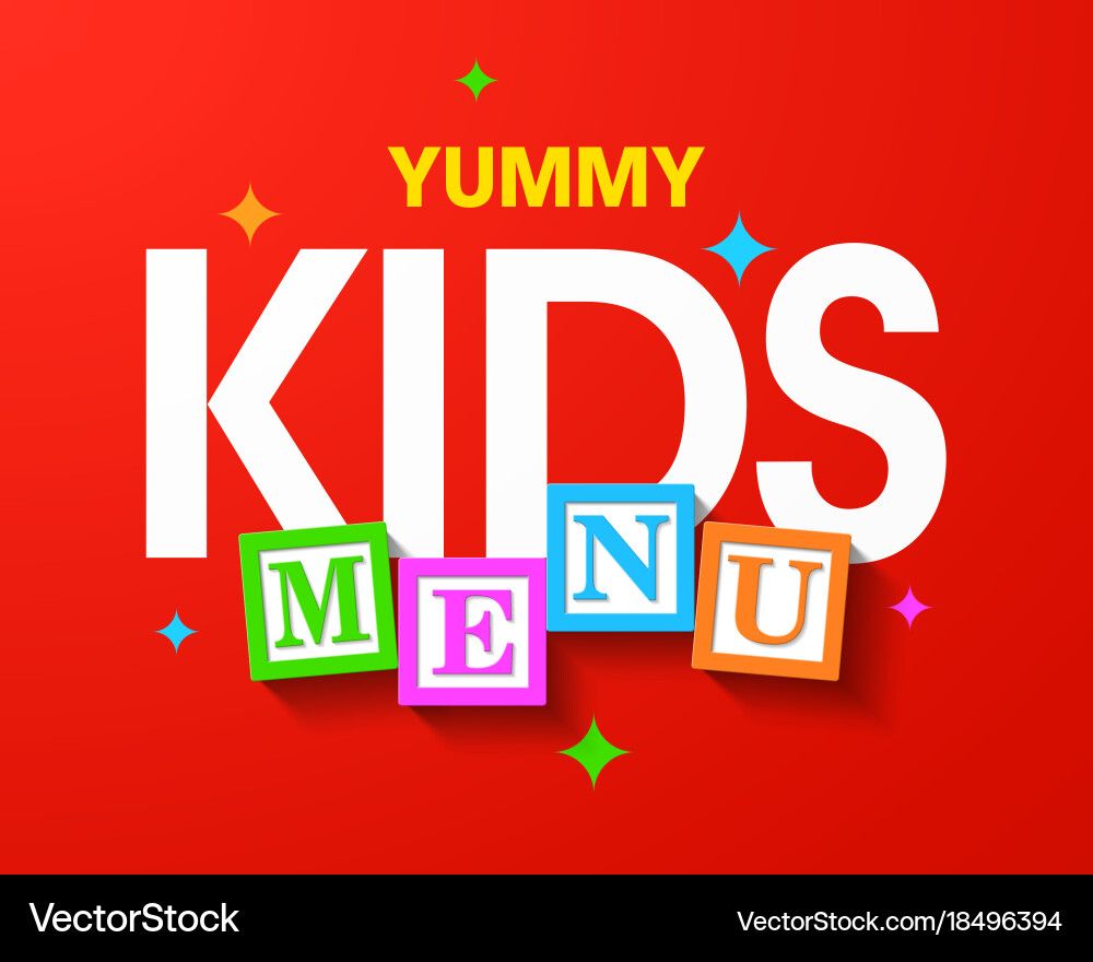 Kids menu bright cover template Royalty Free Vector Image