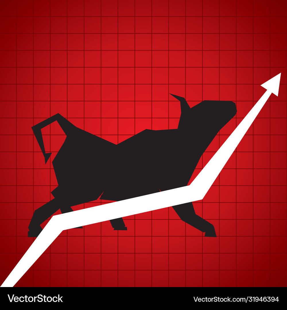 Market graph with bull stock Royalty Free Vector Image