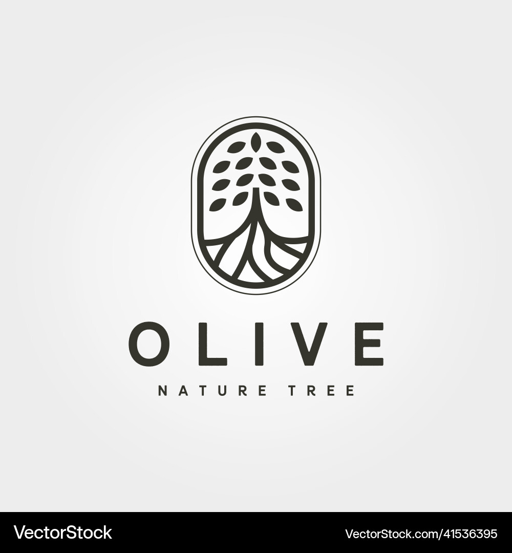 Abstract olive tree logo line art symbol design Vector Image