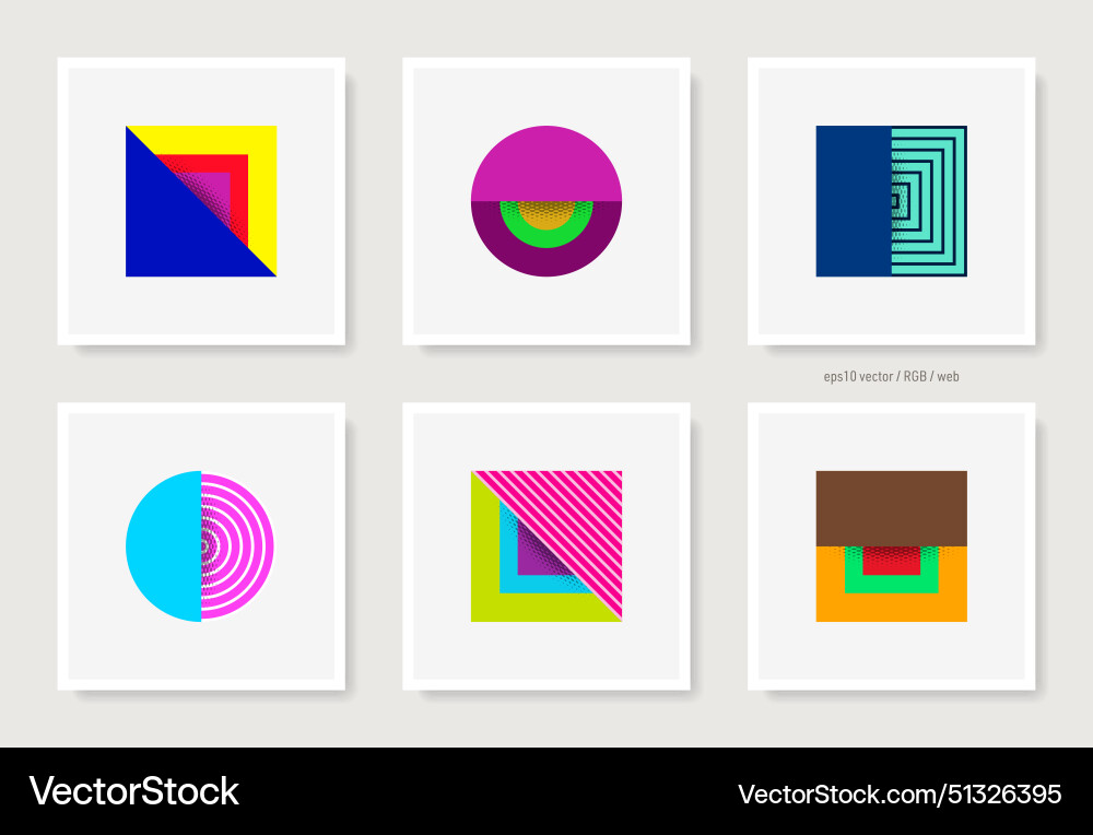 Abstract shapes square web banners set Royalty Free Vector