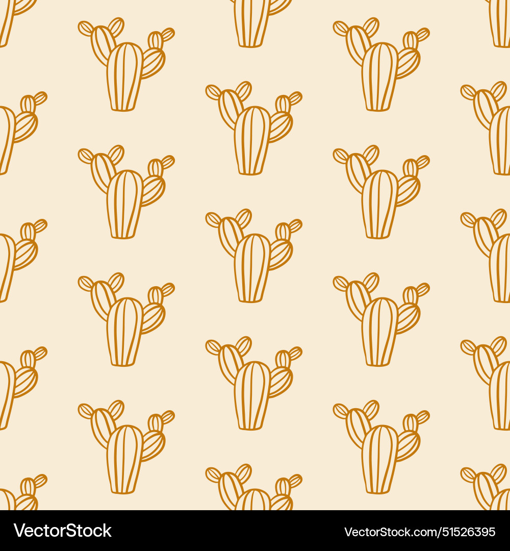 Cactus boho seamless pattern cacti background Vector Image