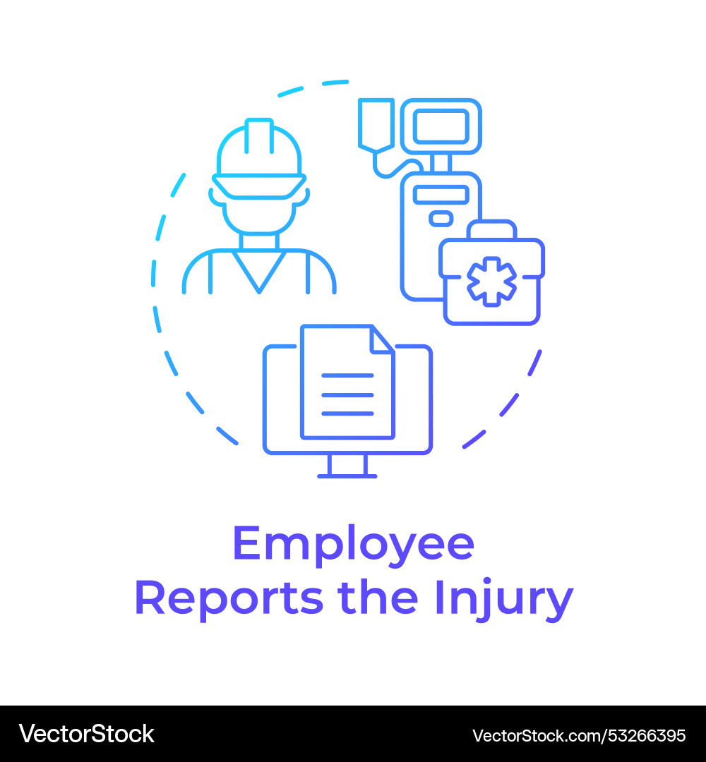Employee injury report blue gradient concept icon Vector Image