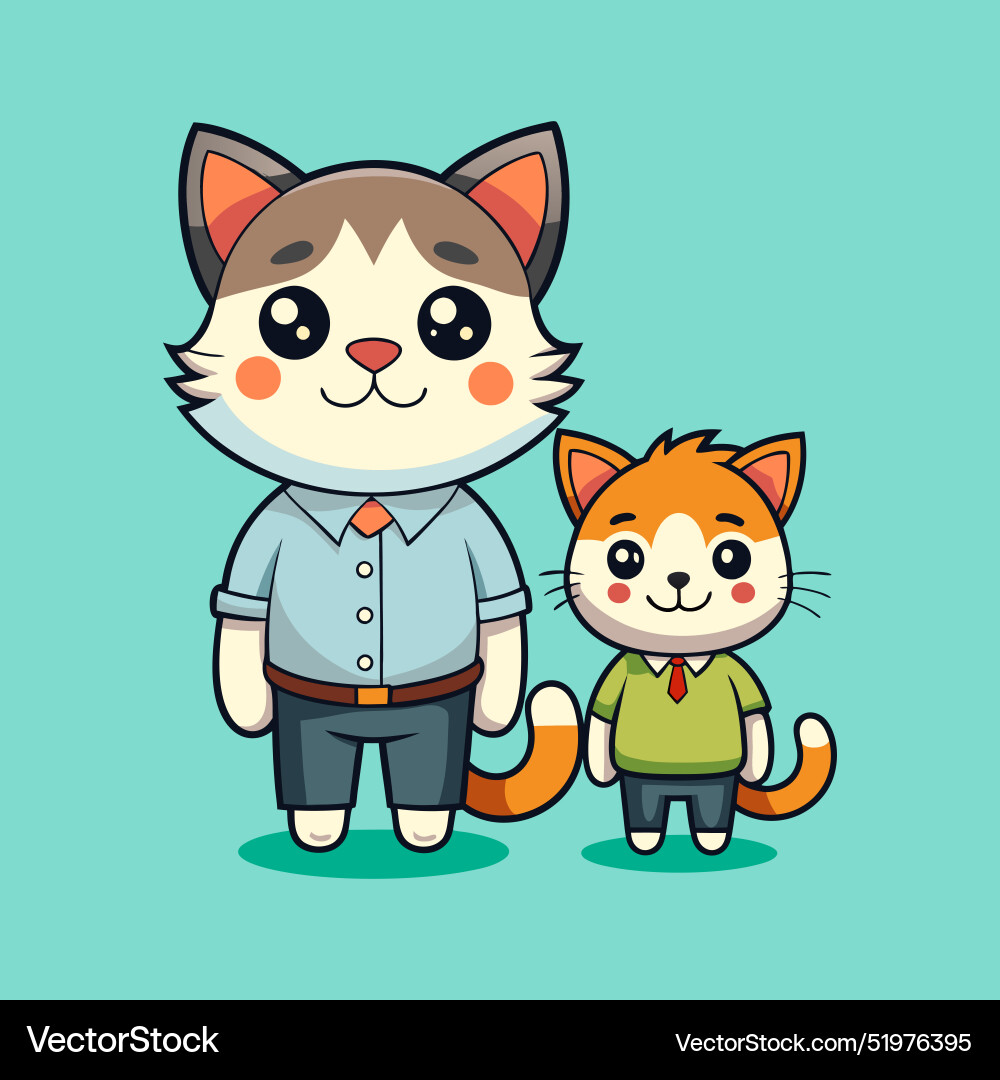 Father son cat design Royalty Free Vector Image