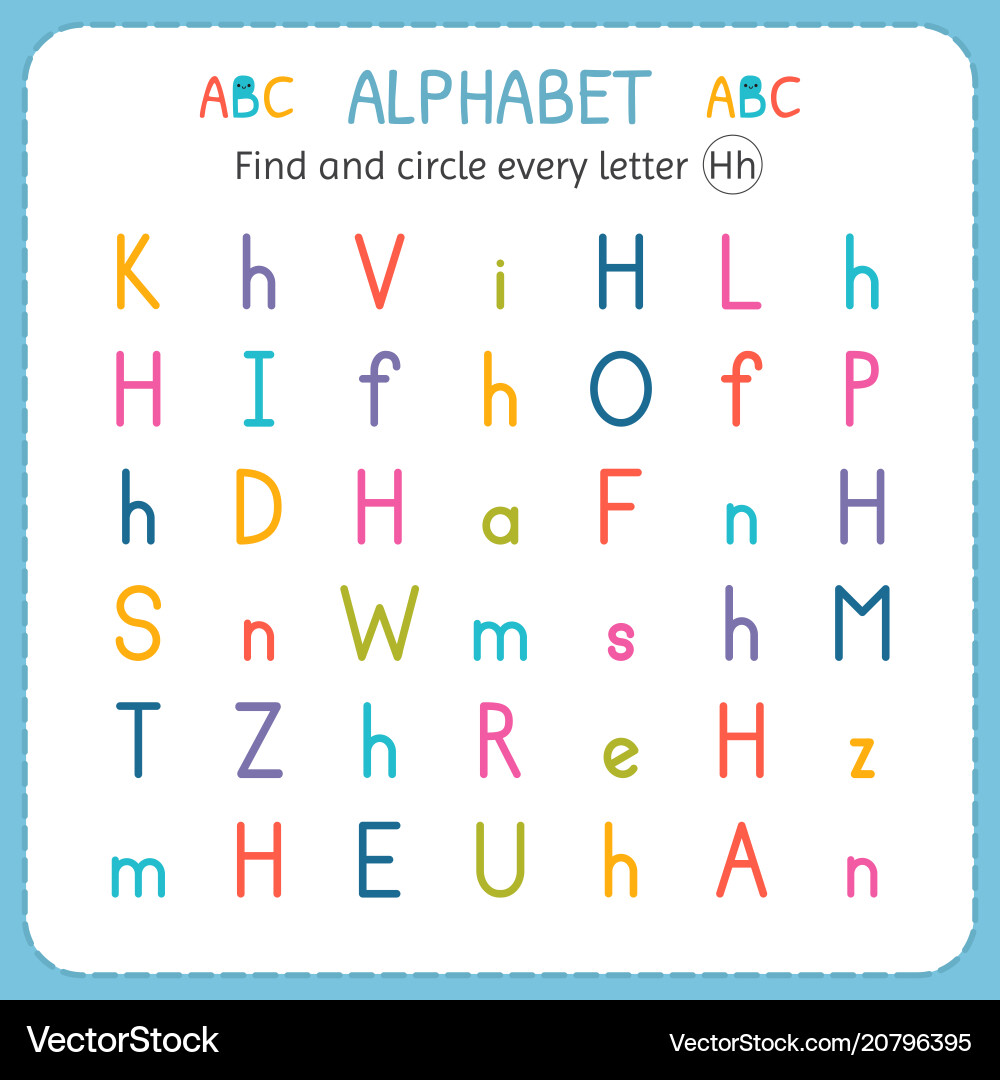 Find and circle every letter h worksheet Vector Image