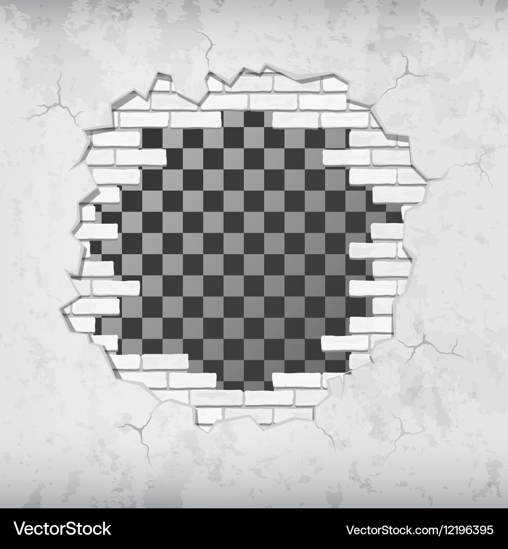 Hole in brick wall on transparent background Vector Image