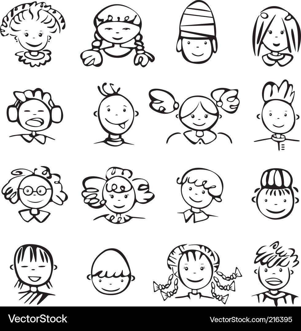 Kids faces Royalty Free Vector Image - VectorStock