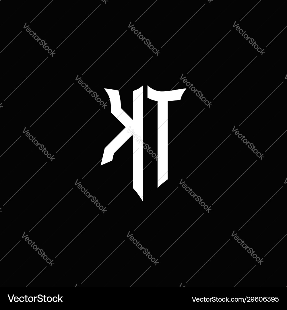 Kt monogram letter logo ribbon with shield style Vector Image